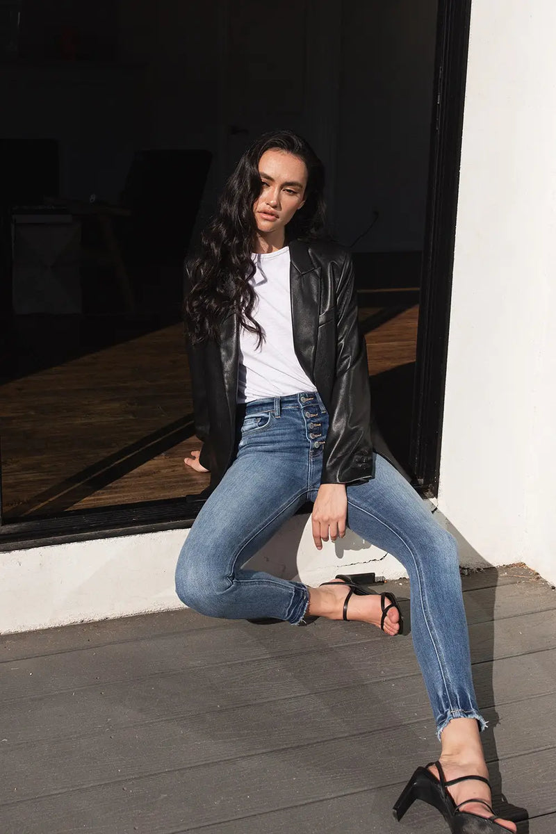 Jenny High Rise Button Up Ankle Skinny Jeans – NIX Collection